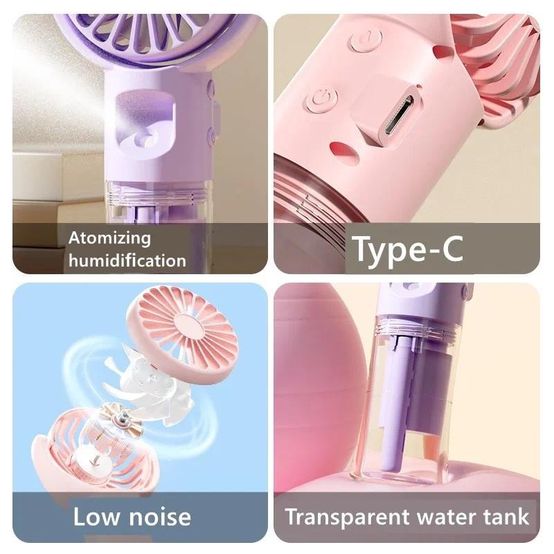 Portable Mini Handheld Spray Fan Rechargeable Humidifier Mist Cooler ...