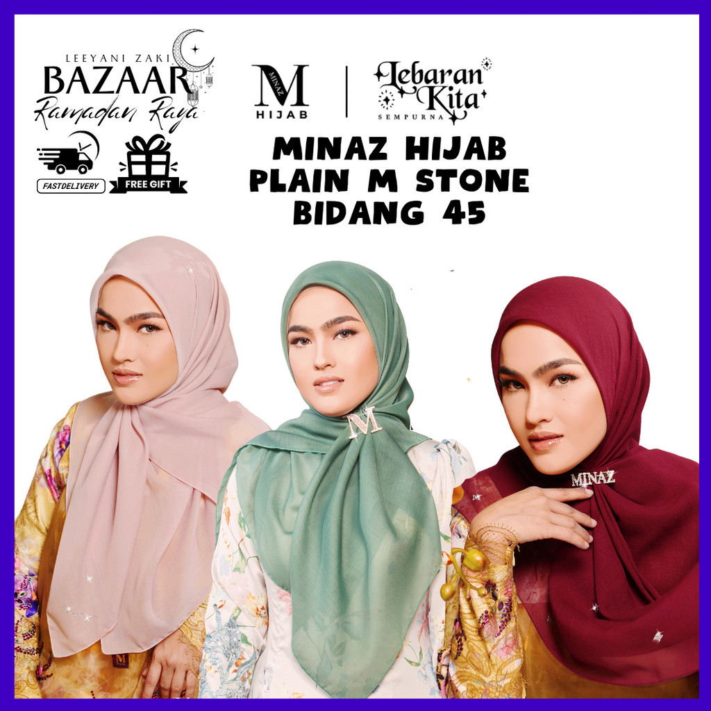 MINAZ HIJAB LEBARAN KITA PLAIN STONE BAWAL BIDANG 45 | Shopee Malaysia