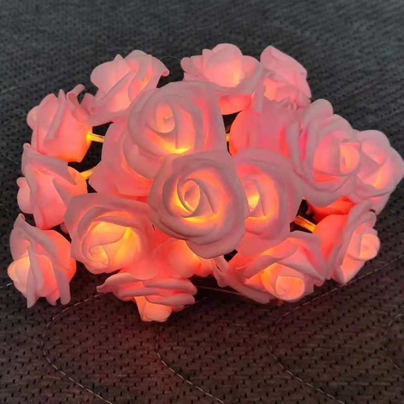 LED Rose String Lights White Pink Red Rose Wedding Party Decoration ...
