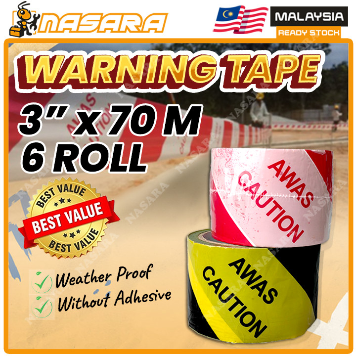 Nasara 6 Roll Zebra Warning Caution Tape / Awas Tape / Barricade Tape ...