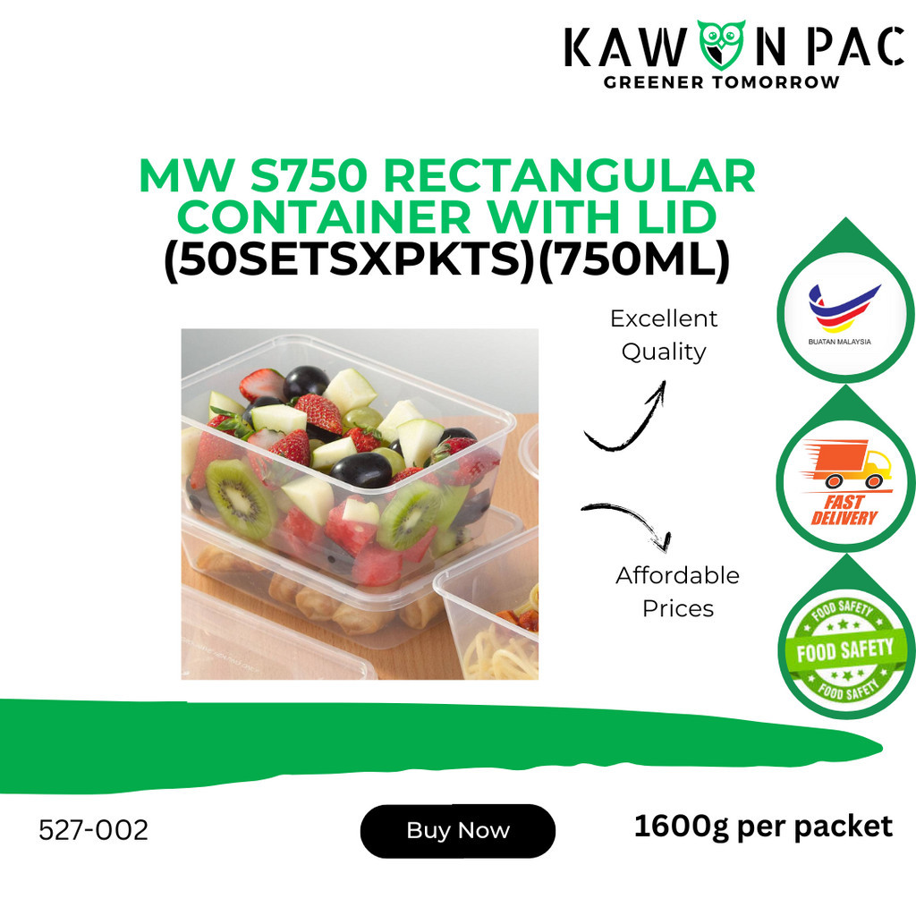 MW S750 RECTANGULAR CONTAINER WITH LID, (50SETS X 1PKTS) (750ml ...