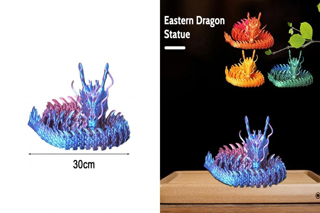 GH| 3d Printed Dragon Figurine Colorful Dragon Collectible Toy Chinese ...