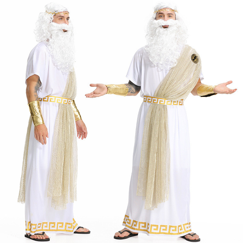 Traditional Greek God Cosplay Costume For Kids Boy Golden White Zeus ...