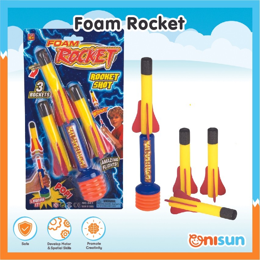 Kids Fun Hands Pump Operated Foam Rocket (Mainan Roket Kanak-Kanak ...