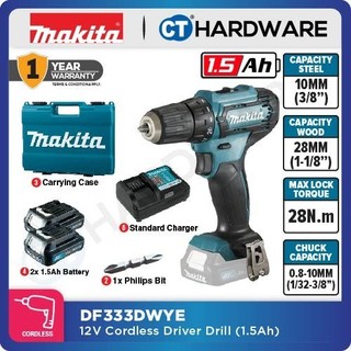 MAKITA DF333DWYE CORDLESS DRIVER DRILL 12V | 1.5AH | 10MM | 1700RPM ...