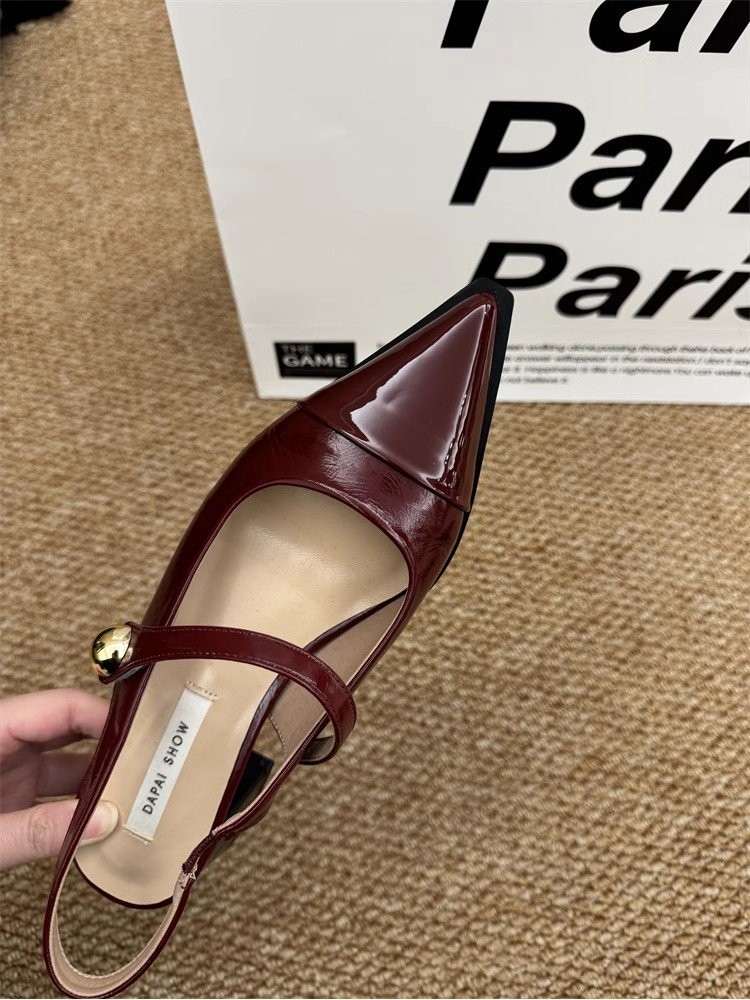 Women High Heel Sandals Korean Version Fashion Pointed Toe Thick Heel ...