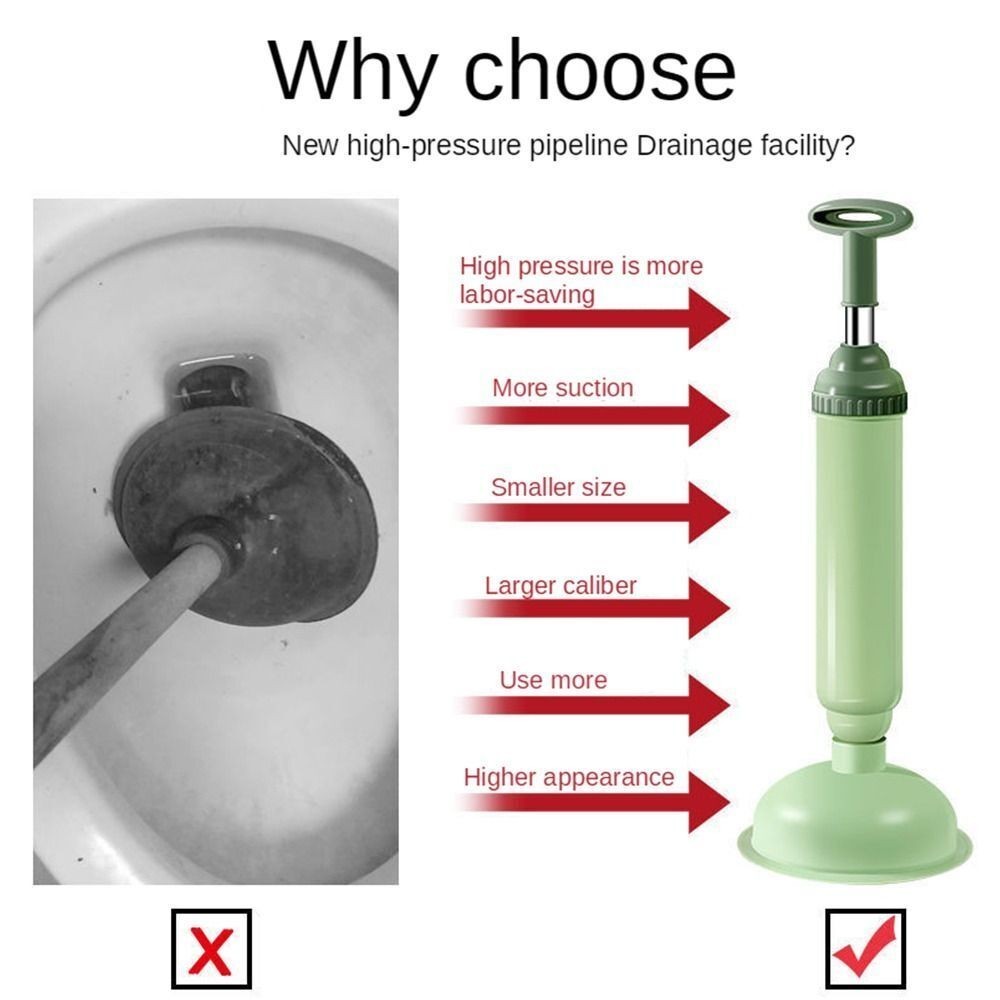 Super Suction Plunger High Pressure Sink Toilet Silicone Plunger ...