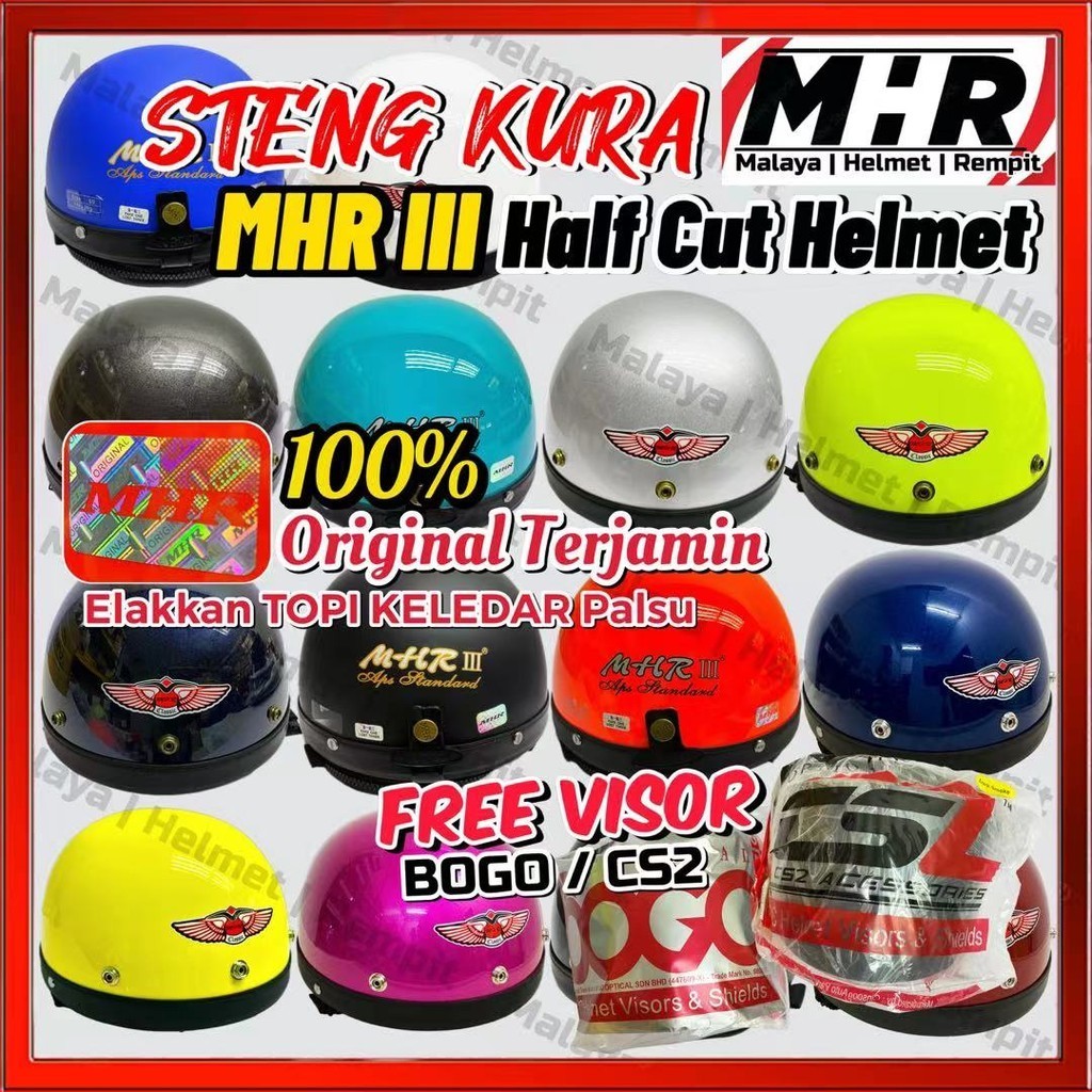 MHR III Helmet Steng Kura Kura Half Cut Helmet Topi Keledar 100% ORIGINAL (All Packing In Box ...
