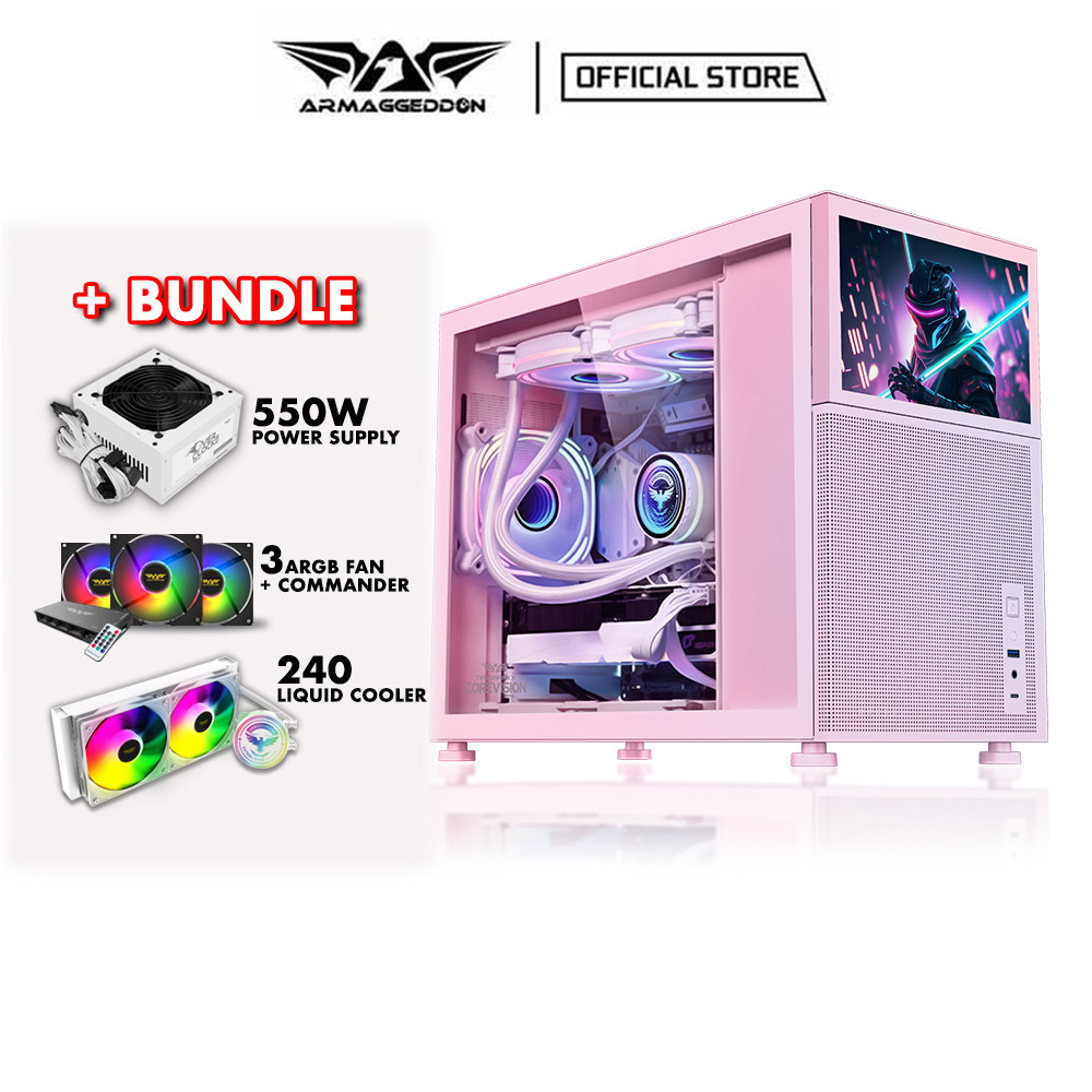 Armaggeddon Tessaraxx CoreVision MATX PC Gaming Casing with LCD Display ...