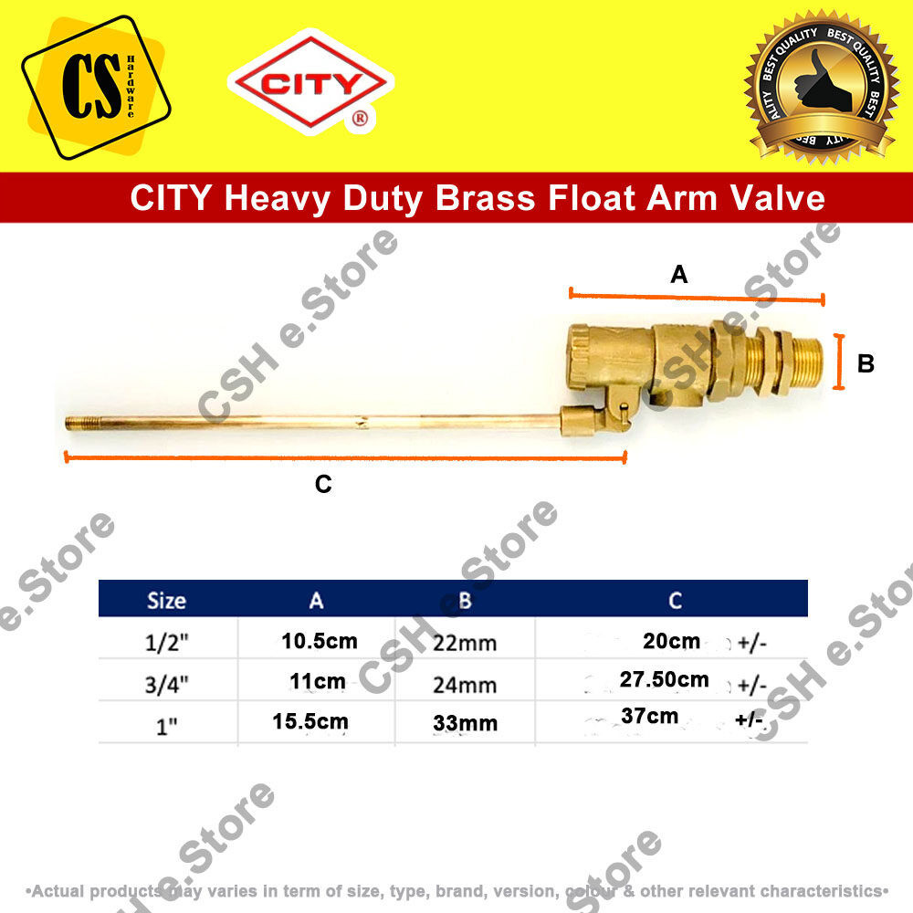 CITY Brass Float Valve Heavy Duty BS1212 Ball Float Valve 1/2" 3/4" 1 ...