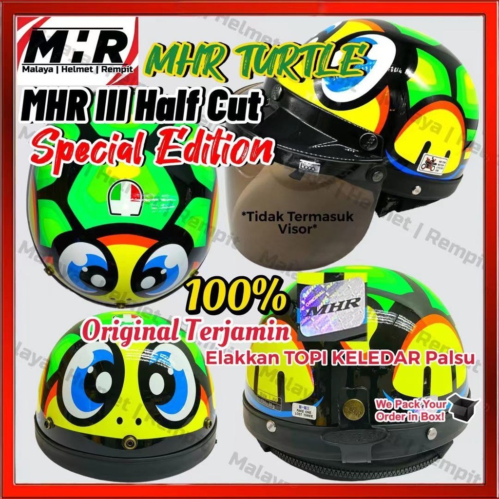 MHR III Half Helmet Steng Special Edition Turtle Design 100% ORI Kura ...