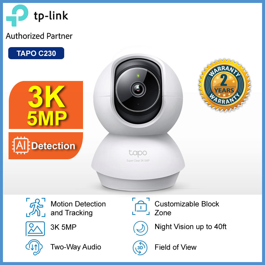 TP-LINK TAPO C230 3K 5MP Pan/Tilt AI Home Security Wi-Fi Camera ...