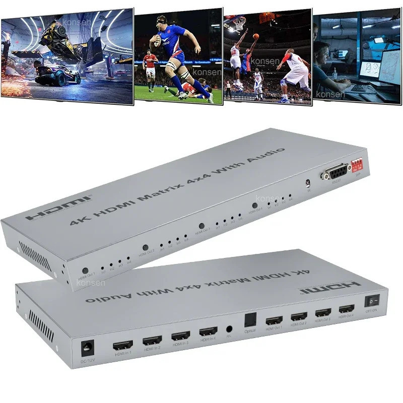 4K 60Hz 4x4 HDMI Matrix 4 in 4 out 4K 30Hz 4x4 HDMI Matrix Video Switch ...