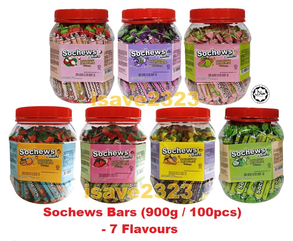 [HALAL] Sochews Bar Chewy Candy (900g / 100s) - Strawberry / Mango ...