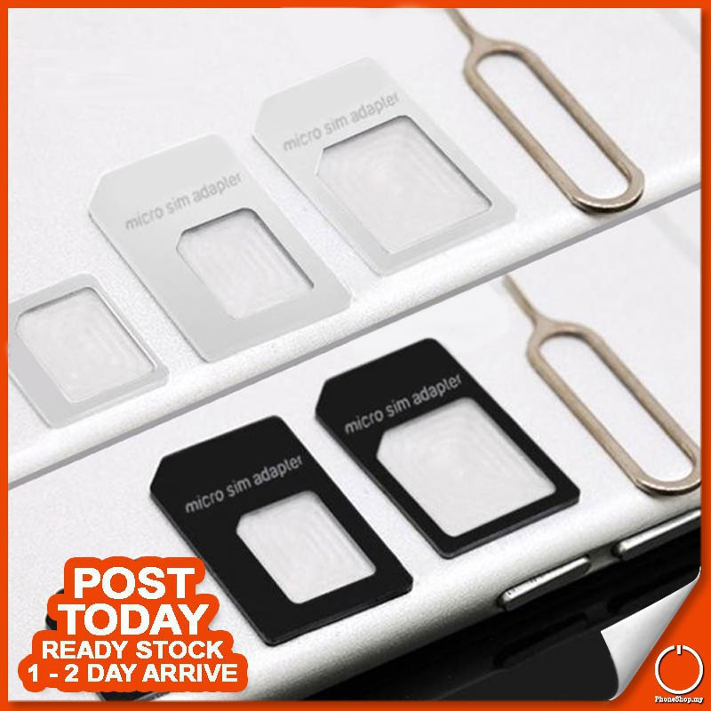 𝟰 𝗜𝗡 𝟭 Micro SIM Card Holder Nano SIM Card Adapter With Ejector Pin ...