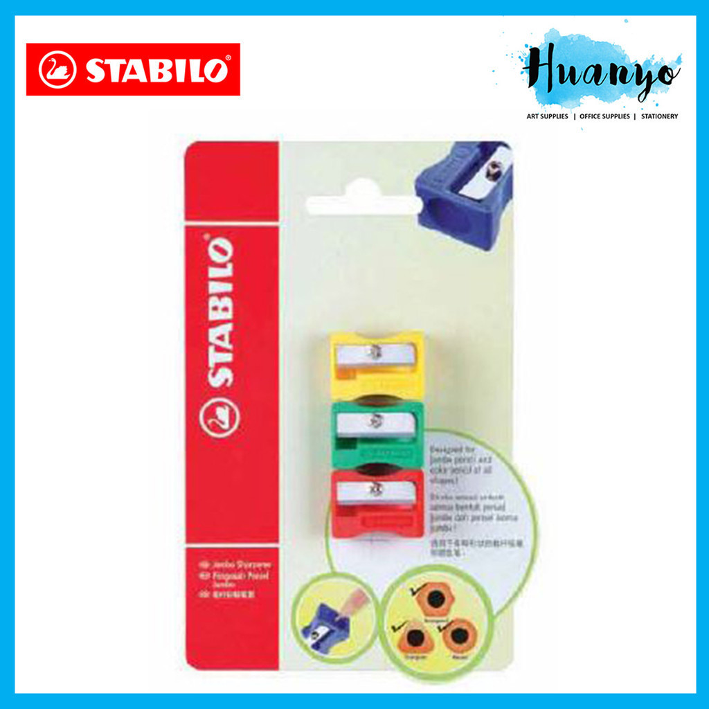 Stabilo Jumbo Colour Sharpener Set of 3 (Random Colour) No. 4562BL3 ...