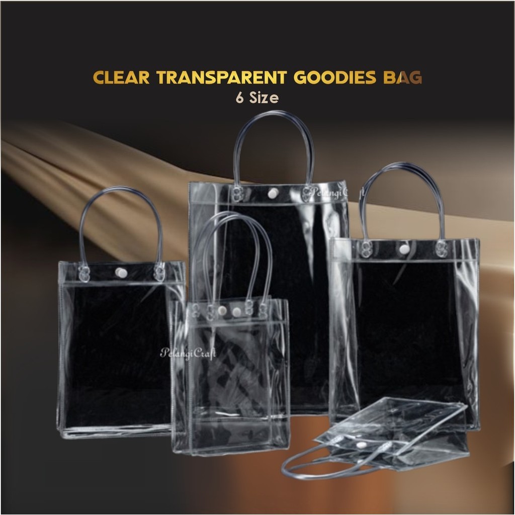 [BC] Clear Transparent Goodies Bag PVC Button Closing Plastic With ...