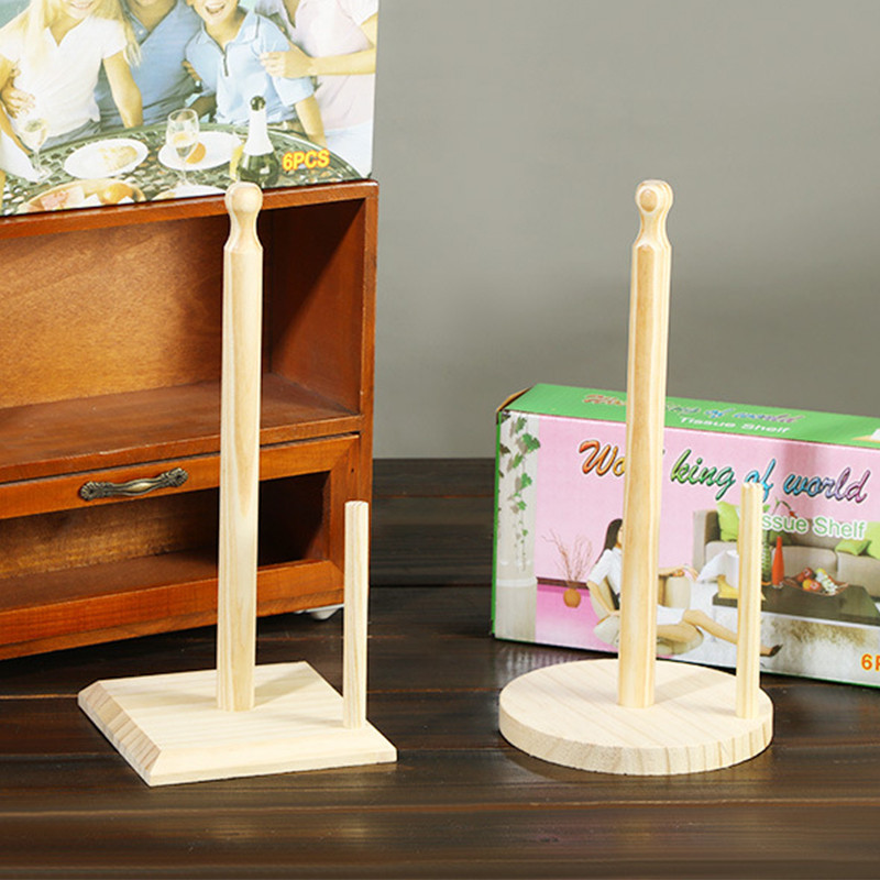 Wooden Portable Kitchen Tissue Holder Paper Towel Vertical Roll Stand ...