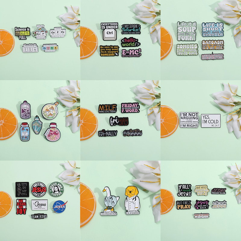 Creative English Text "JESUS" Enamel Pin Computer Keyboard Key Enamel ...