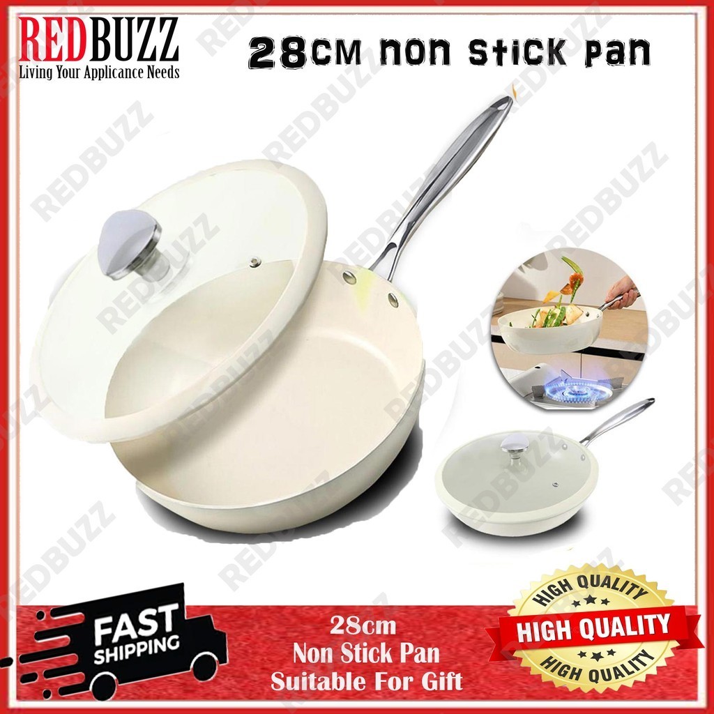 REDBUZZ Cobblestone White Non-Stick Pan 28cm Cooking Pot Cookware ...