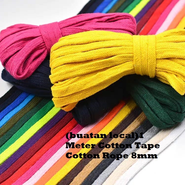 (10m/Lot) Tali Cotton 8mm Hollow Flat Twisted Rope untuk Projek Kraf ...