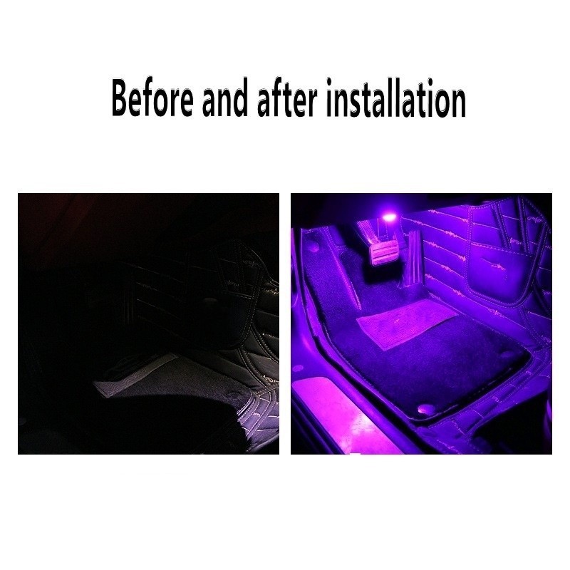 4pcs Led Car Foot Lights Pure Color Ambient Lamp Blue /Pink 12V Auto ...