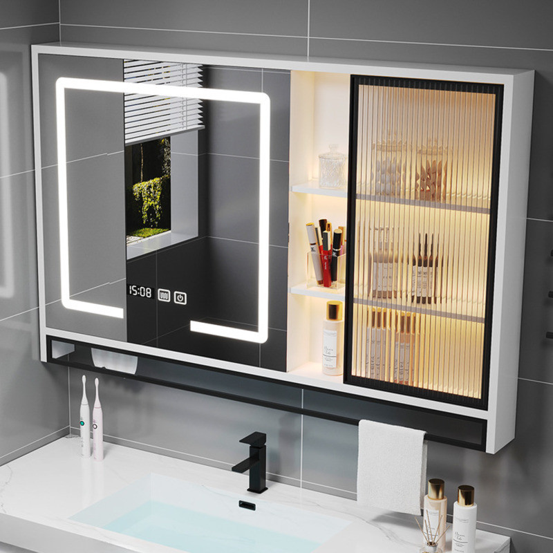 Smart Bathroom Mirror Cabinet Solid Wood Separate Wall-mounted Bathroom ...
