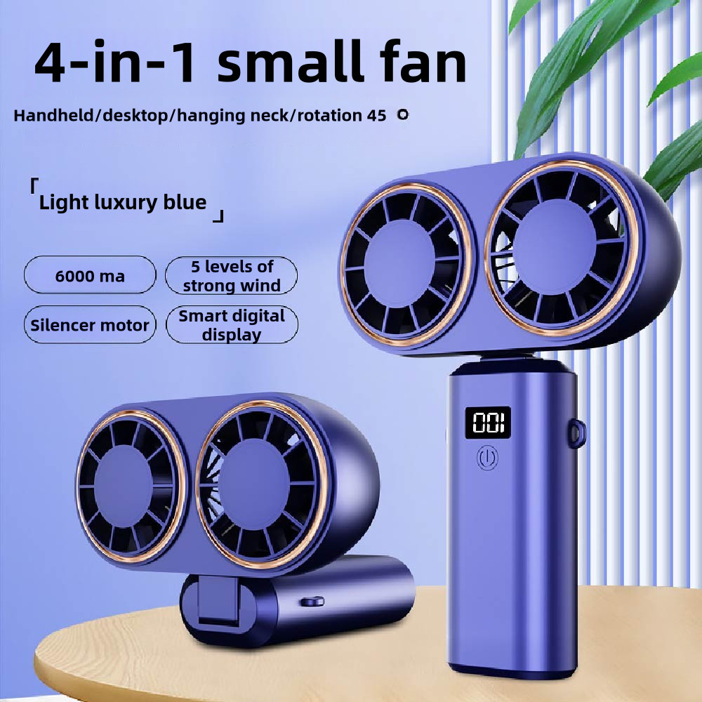 Handheld Electric Fan Compact Rechargeable Dual Fan Cooler Rechargeable ...