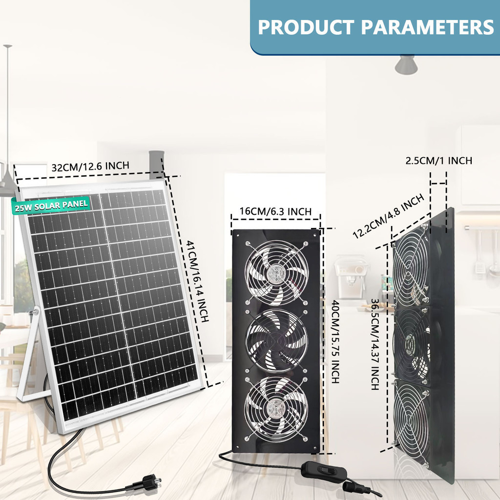 DC Solar Air Mini Exhaust Fan reka bentuk peredaran udara dua hala ...