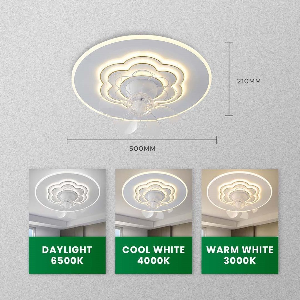 MODERN CEILING FAN LIGHT 360 OSCILLATION DC MOTOR 6 SPEED REMOTE ...