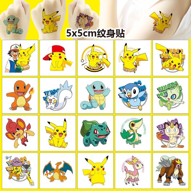 20PCS Cute Cartoon Waterproof Temporary Pokemon Tattoo Stickers for ...