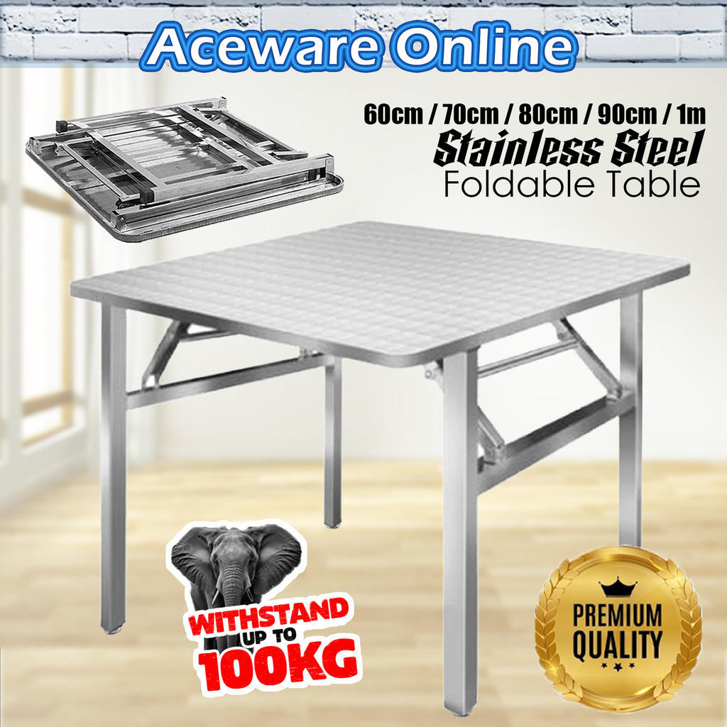Stainless Steel Folding Table Square Banquet Table Dining Table Meja ...
