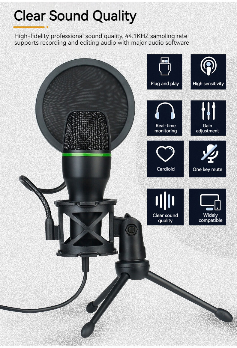 USB condenser microphone for computer live broadcast karaoke microphone ...