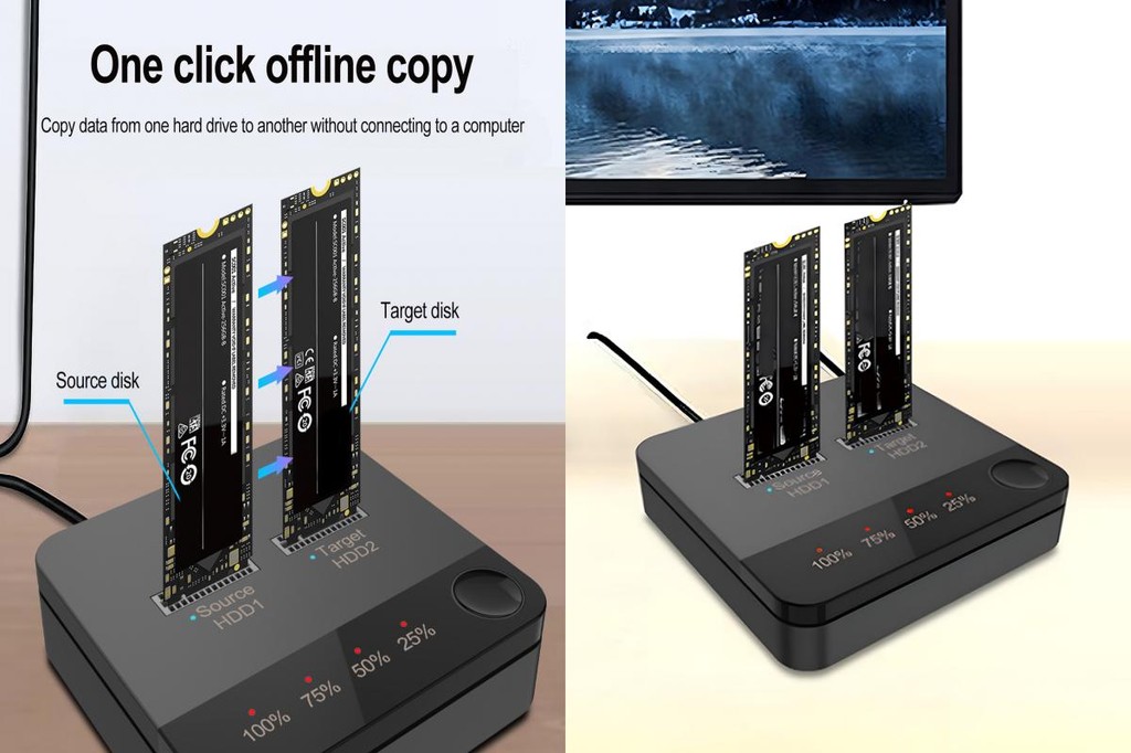 DIS_ Hard Drive Expansion Dock Hard Disk Duplicator Portable Dual Bay ...
