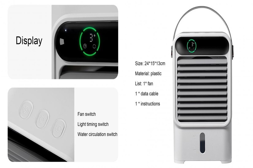 OPPO 1500mAh Rechargeable Air Cooler with Handle Digital Display ...