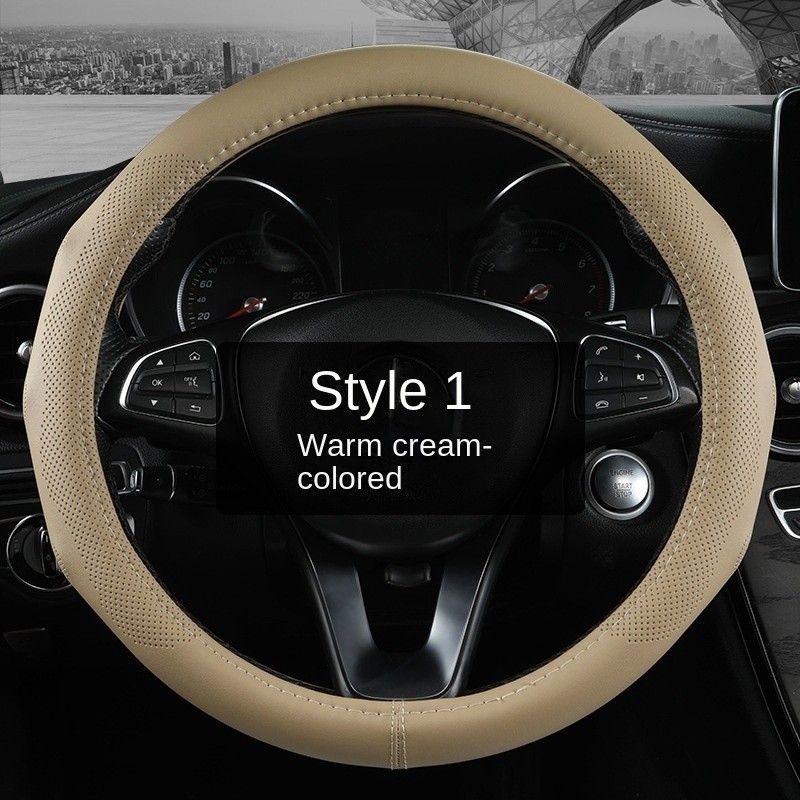 Simple PU Leather Washable UV Resistant Car Steering Wheel Cover ...