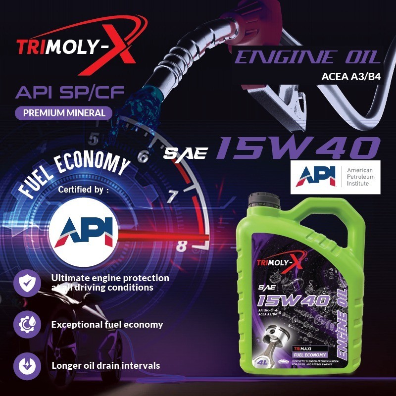TRIMOLY-X TRIMOLYX 15W40 MINERAL ENGINE OIL SP/CF 4L Car Lubricant ...