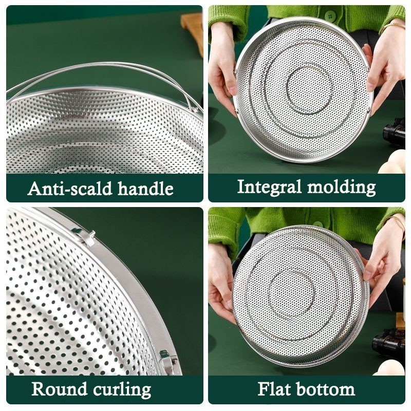 【HOT】Stainless steel fine mesh steaming rack drain basket foldable ...