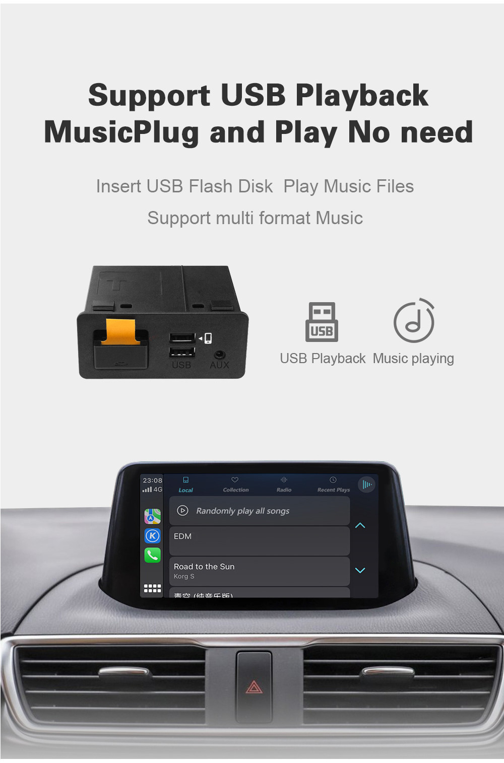 Mazda Upgrade Type-c Fast Charging CarPlay Android Auto USB Adapter Hub ...