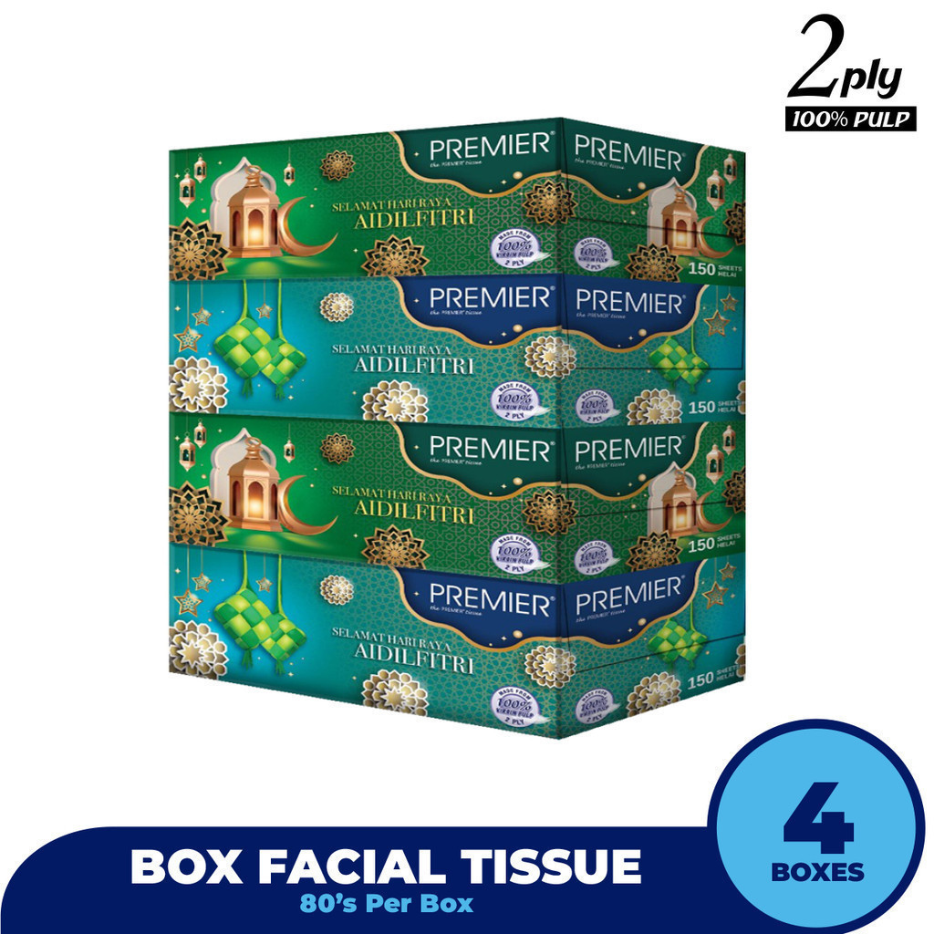 Premier Facial Tissue Hari Raya (80's x 4 Box) | Shopee Malaysia