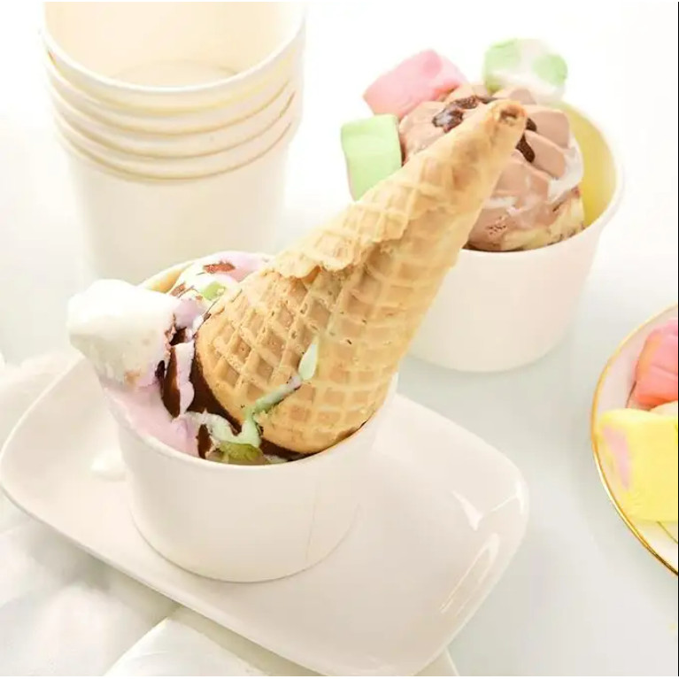 Ice Cream Cup ( 50pcs± ) 3oz 4oz 5oz White Paper Cup 3 4 5 oz Cawan ...