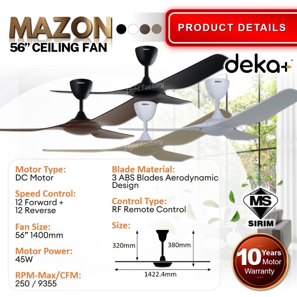 🔥2024 NEW🔥DEKA+ MAZON 46'' 56'' 3 Blades DC Motor Ceiling Fan 24 Speeds ...