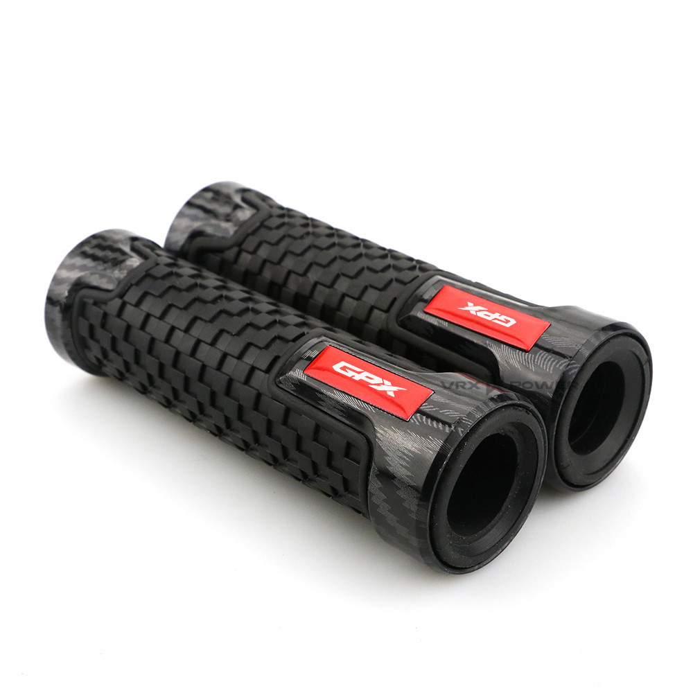 Motorcycle 7/8" 22mm Handlebar Grips Carbon Fiber Pattern Rubber Gel ...