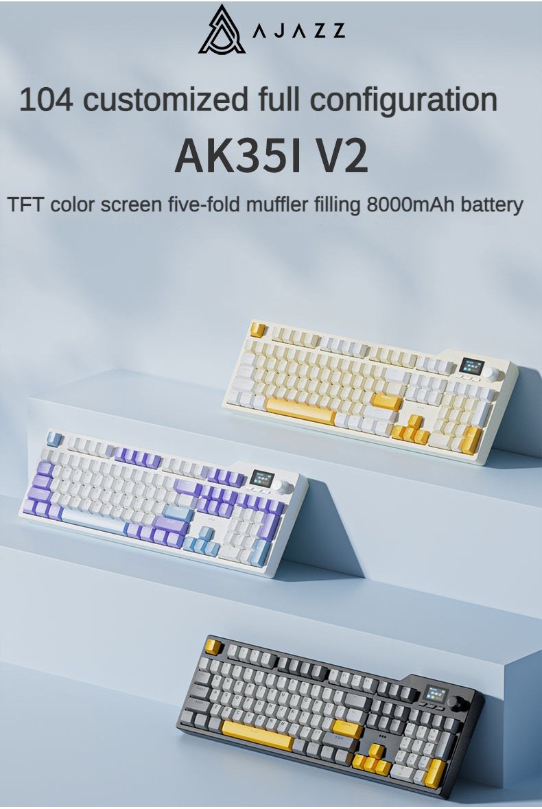 AJAZZ AK35i V2 Three-mode 2.4g Wireless Bluetooth Mechanical Keyboard ...