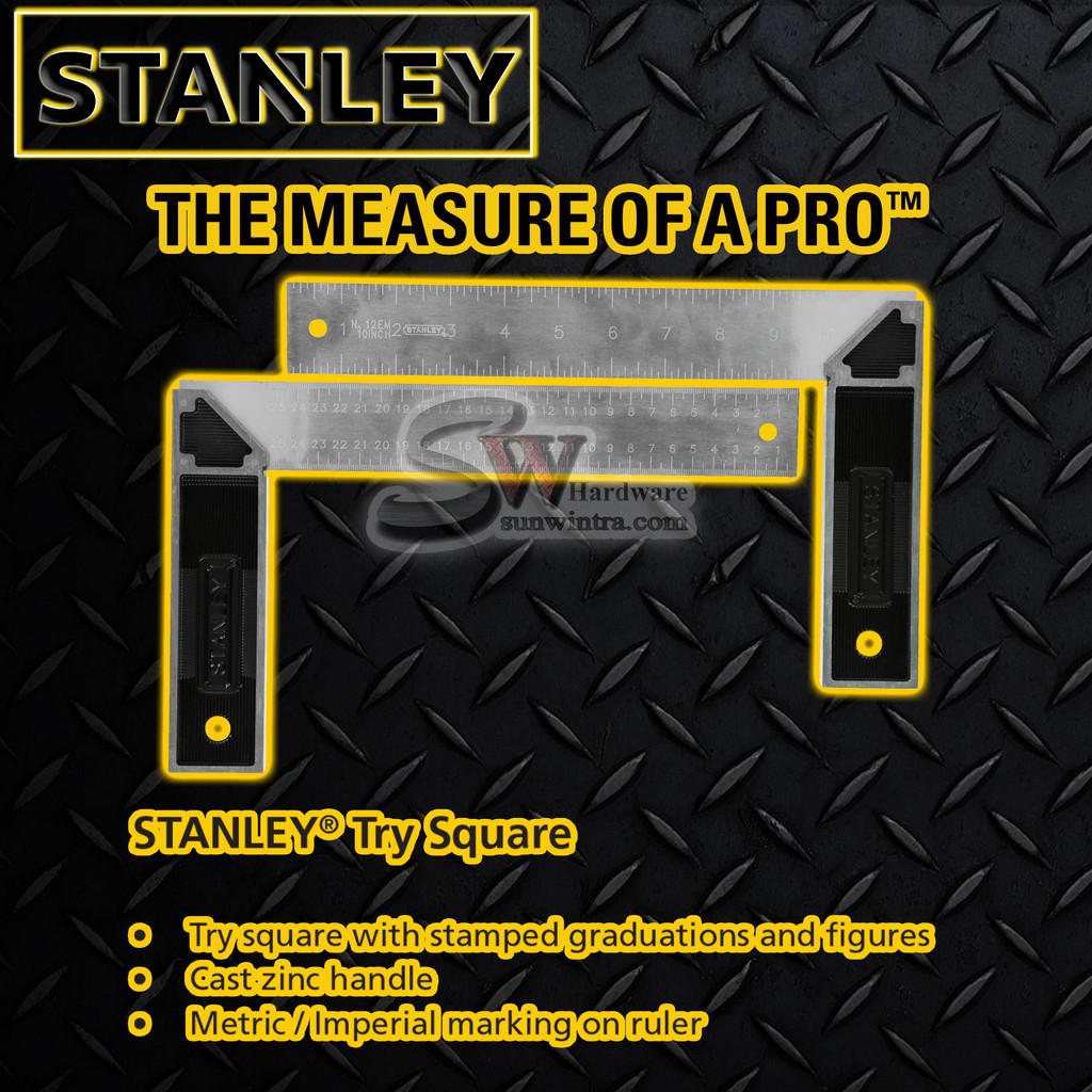 Stanley Professional Heavy Duty Metal Try-Square 6 - 12 INCH STHT46530 ...