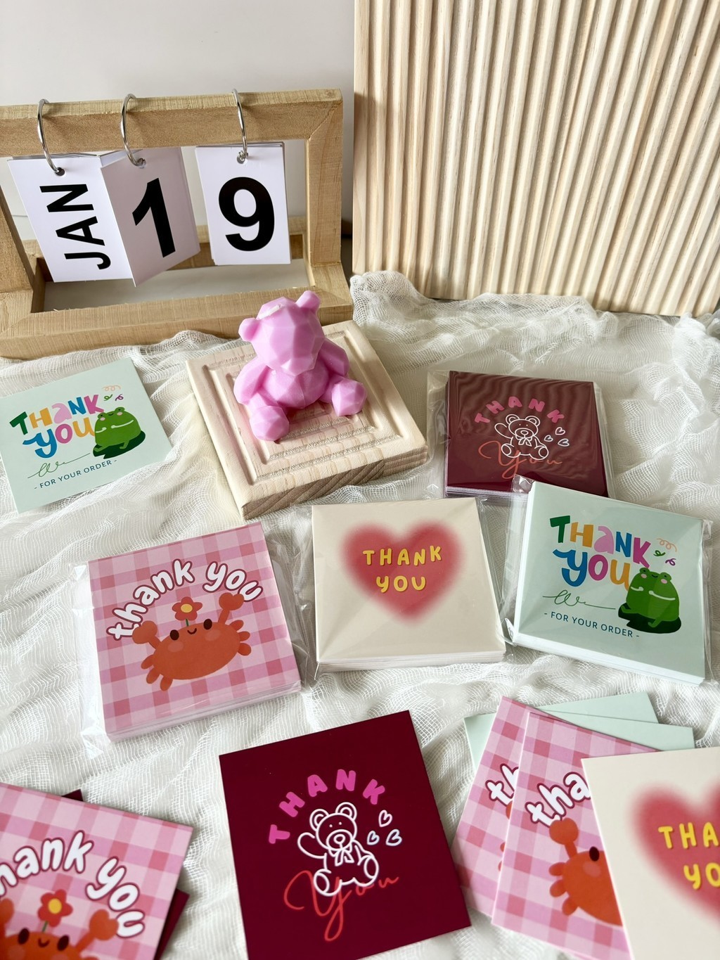 (35pcs) Aesthetic Simple Thank You Card Packaging Square Parcel 感谢卡 ...