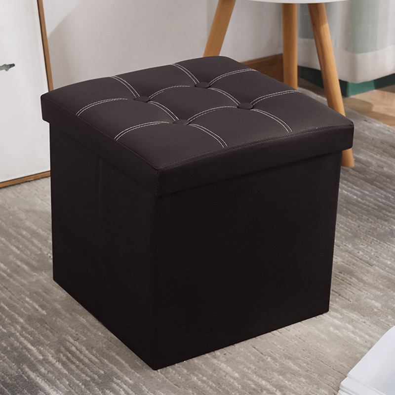 2 In 1 Collapsible PU Leather Storage Stool Chair Foldable Organizer ...