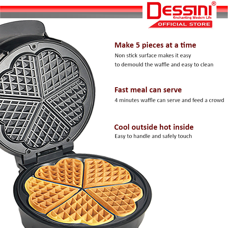 DESSINI ITALY Double Sided Electric Waffle Maker Pizza Panini Cake ...