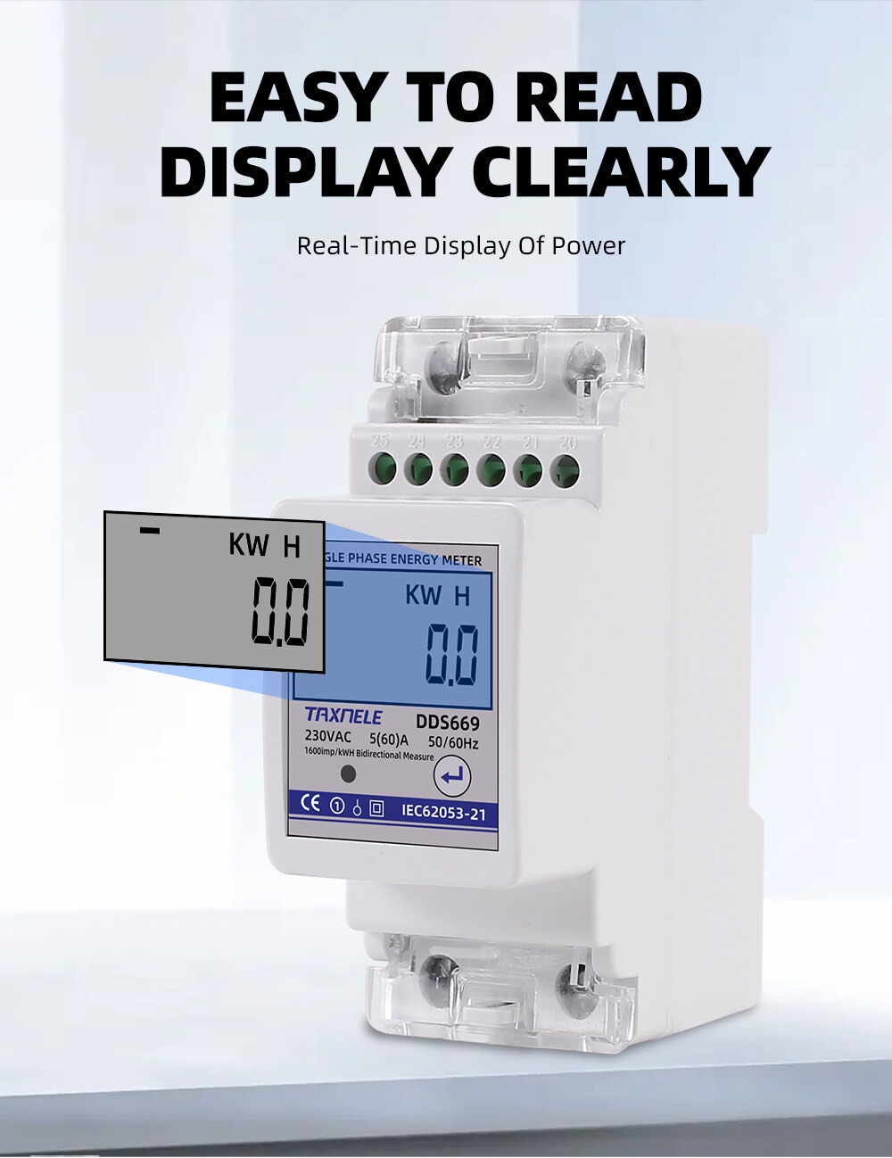 Multifunction 230V 60A Bi-directional Energy Meter Import Export KWH ...