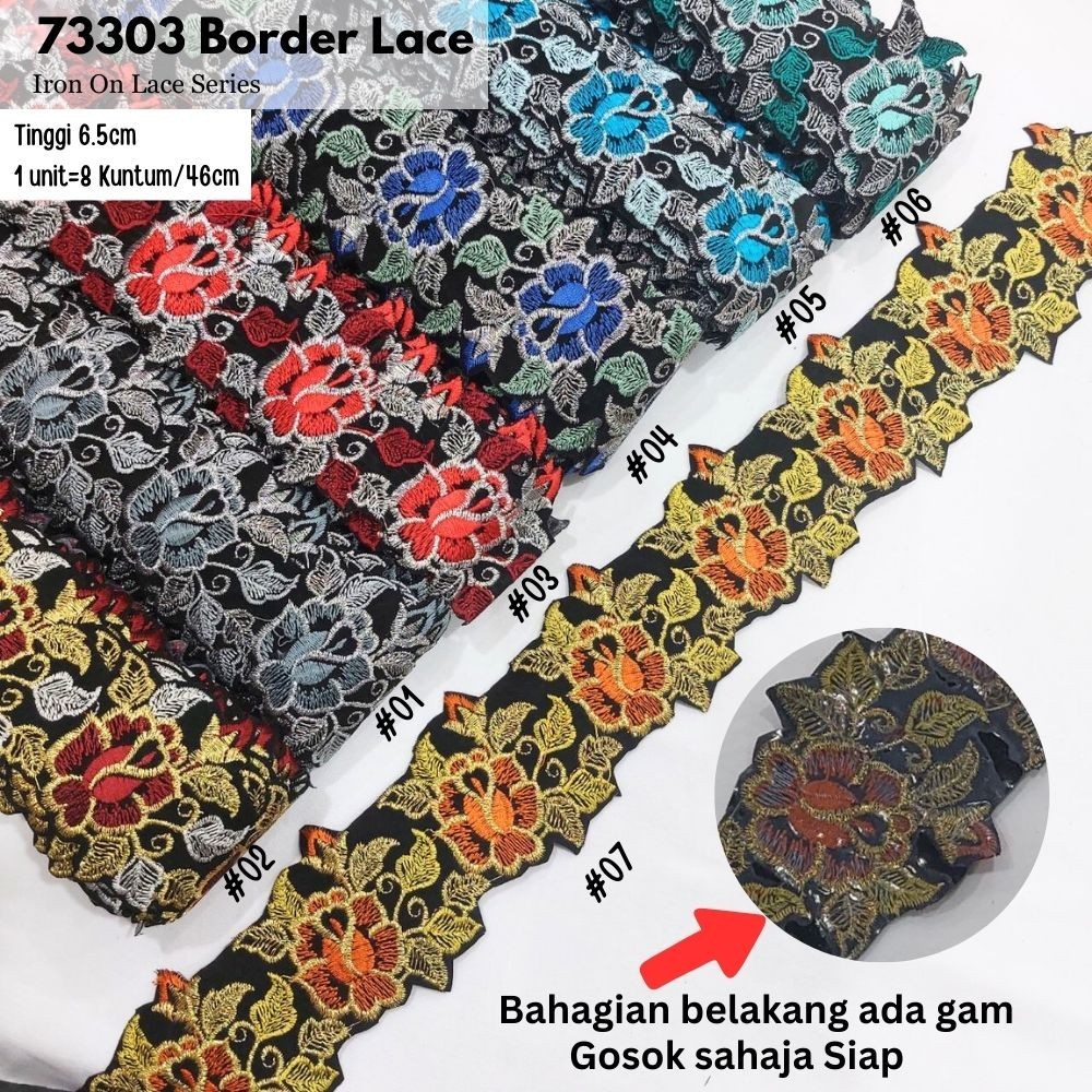 Iron On Series Border Lace Sequin Renda Bunga (73303) | Shopee Malaysia